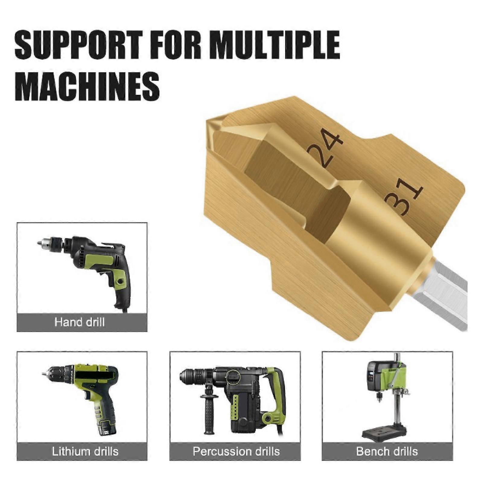 3PCS Set Pipe Reaming Drill Bit Set Hex Shank PPR High Speed Steel Pipe ...