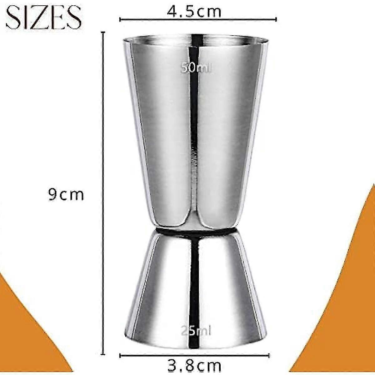 Spirit Measures 25ml 50ml Set - 2pack 304 Stainless Steel Jigger Spirit Measure Set Cocktail ...