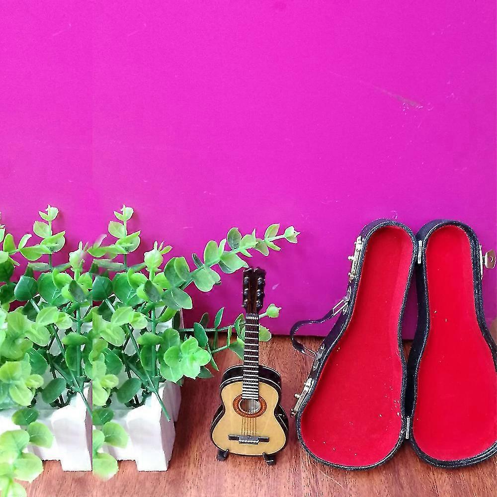 Mini Miniature Wooden Wood Acoustic Guitar Musical Instrument Home ...