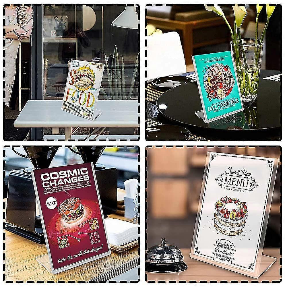 2 Pieces Acrylic Poster, Sign Holder, Display Poster Stand, A5 L Shape ...