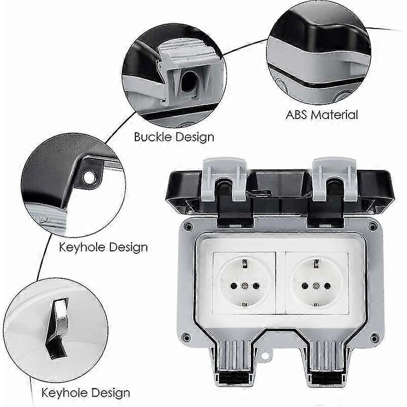 Double Waterproof Socket With Waterproof Junction Box, Ip66 Outdoor ...