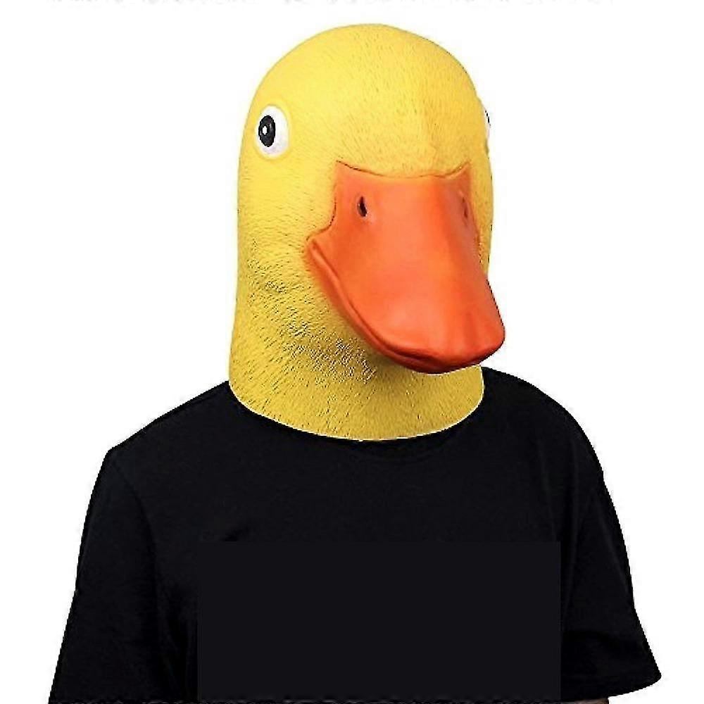 Yellow Duck Quacker Latex Mask Animal Cosplay Cute Duck Headgear ...