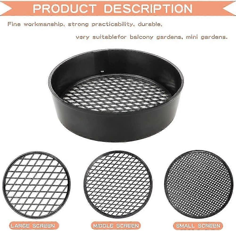 Outdoor Gold Panning Soil Sifter Garden Sieve Mesh - 3pcs, Black ...