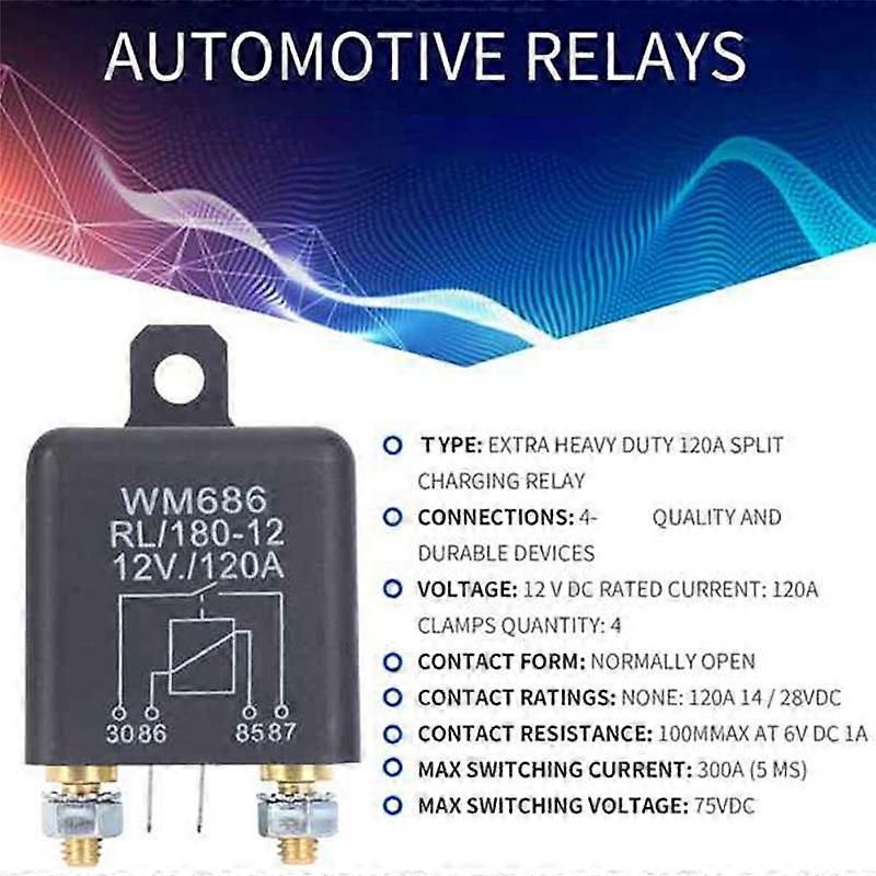 2 PCS DC 12V Relay Battery Isolating Relay 12V / 120A Load for Car Trucks Car (12V / 120A ...