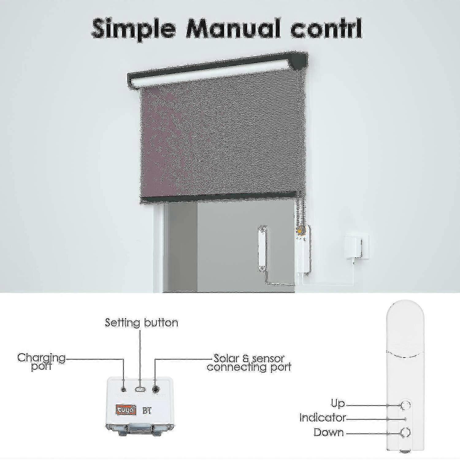 Solar Powered Bt Control Smart Blinds Drive Motor Tuya Wifi Motorized Chain Roller Voice Control ...