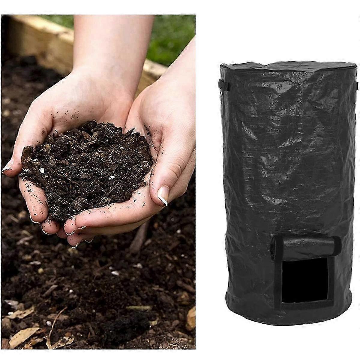 Collapsible Garden Yard Compost Bag with Lid Waste Sacks Composter 34 ...