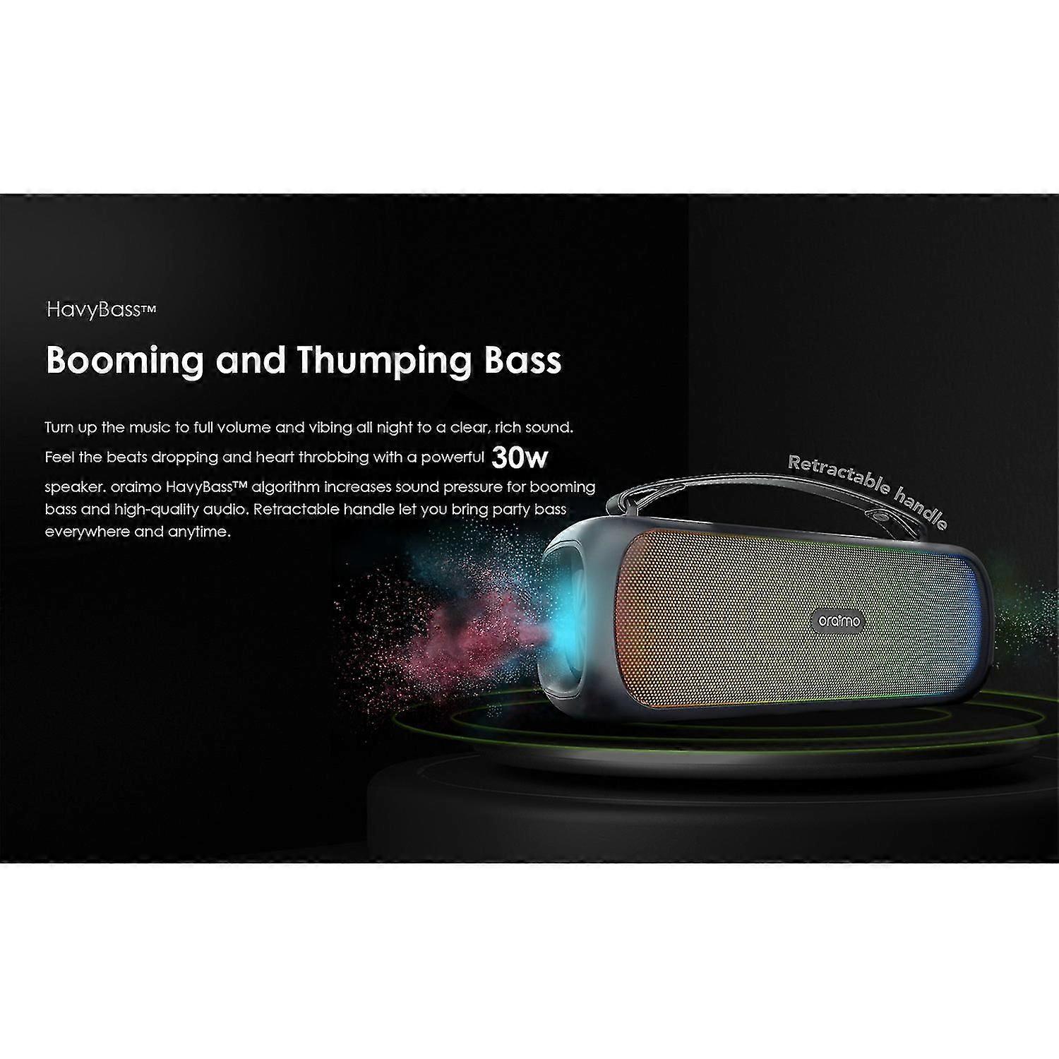 Oraimo Wireless Speaker OBS-75D Boom Powerful Sound Massive Bass Dynamic Light Effects Portable ...