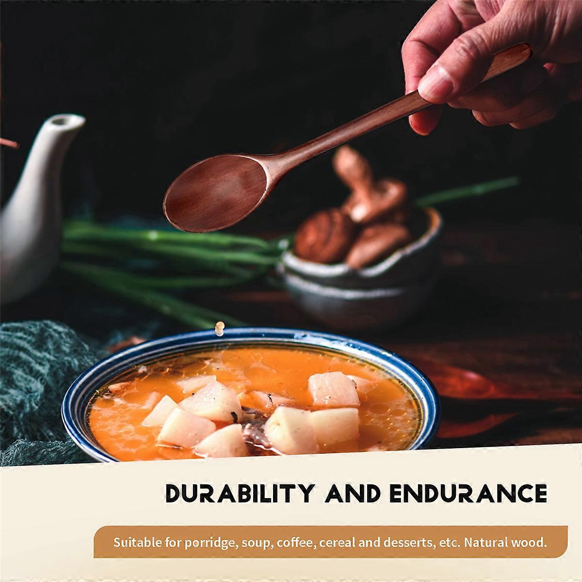 Teak Wooden Spoons and Chopsticks Set, Non-Stick Spoons Soup-Teaspoon ...