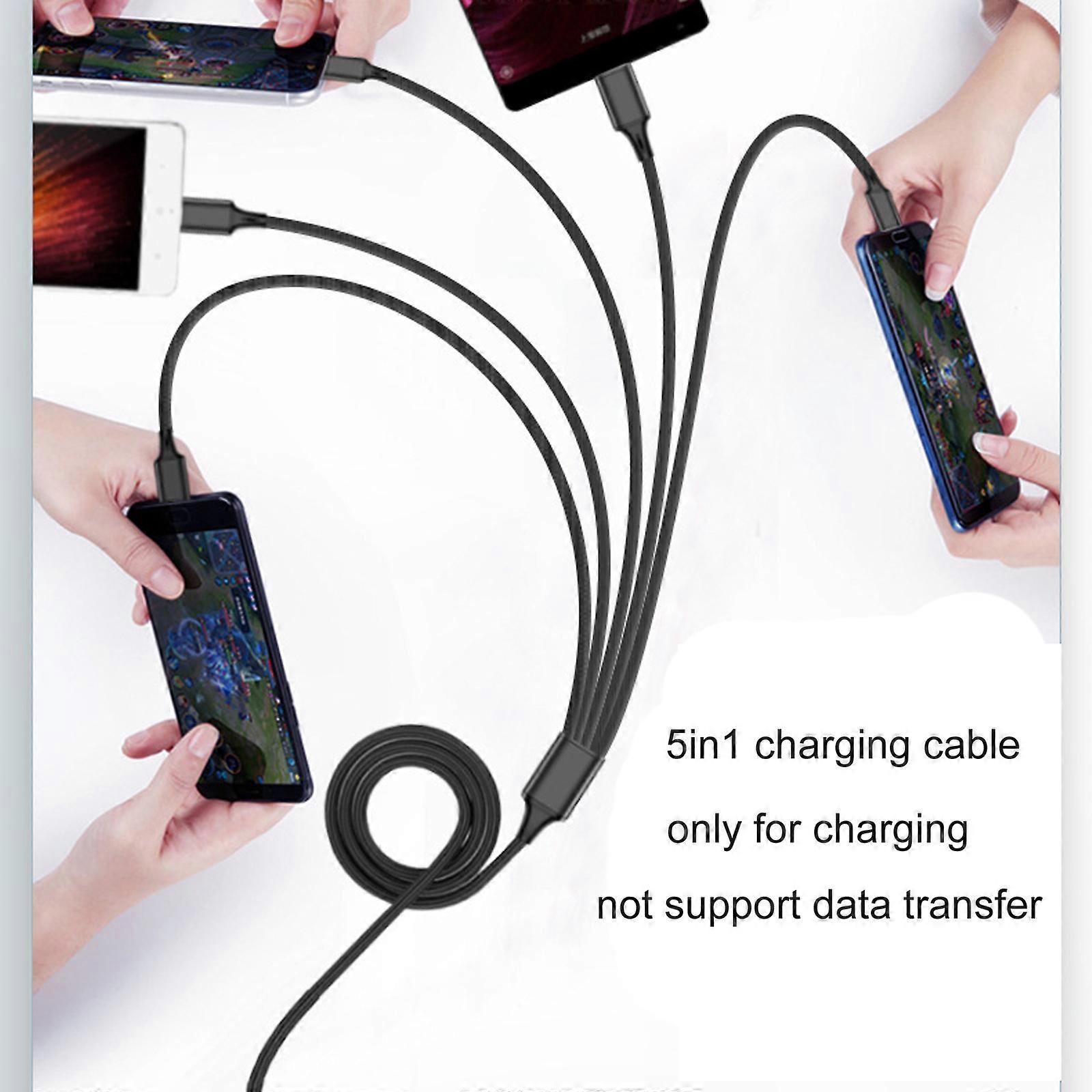 Multi Charging Cable Nylon Braided Universal 3/4/5 in 1 Multiple Ports ...