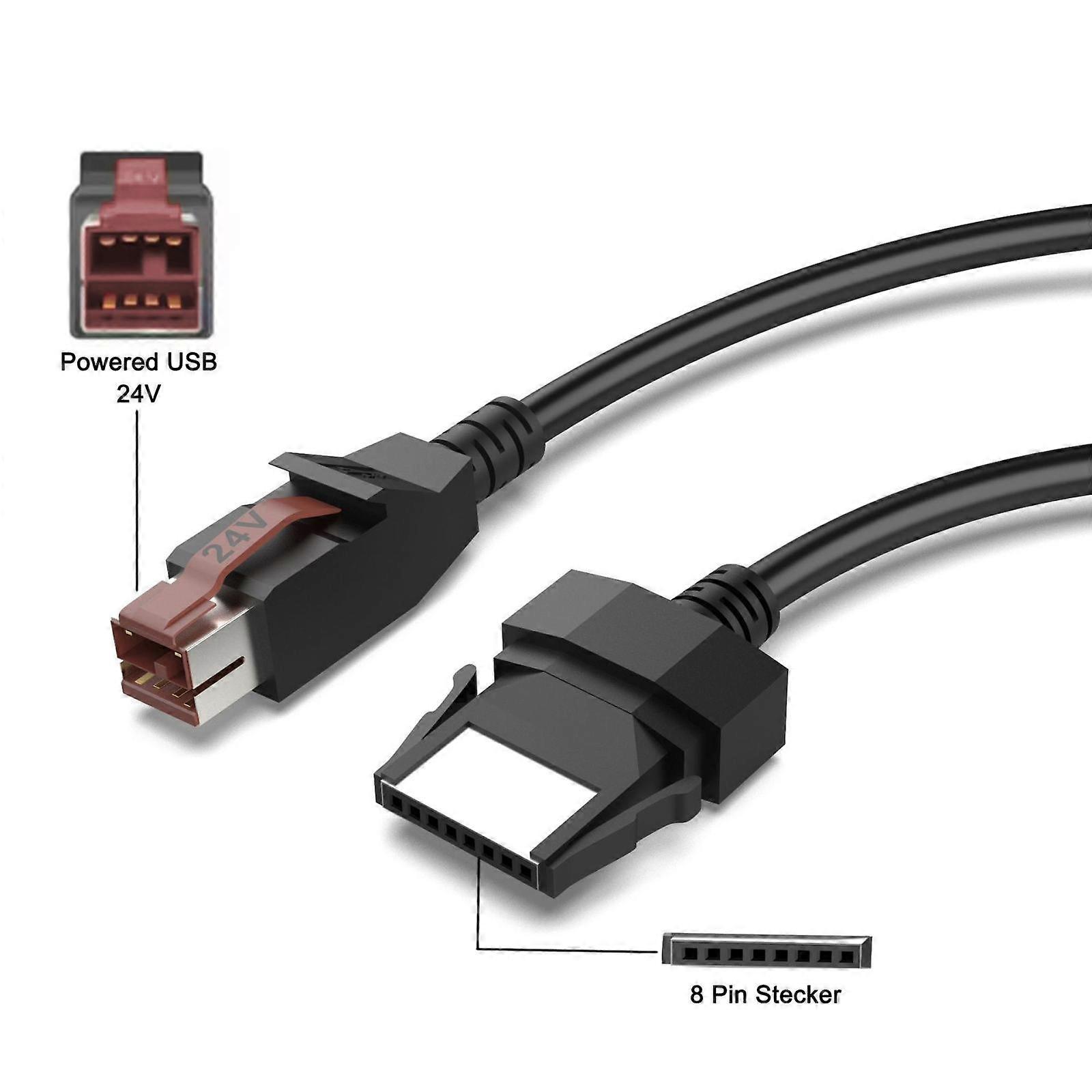 24V Powered USB to 8 Pin Stecker Data Cable for Printers POS Systems 1 ...