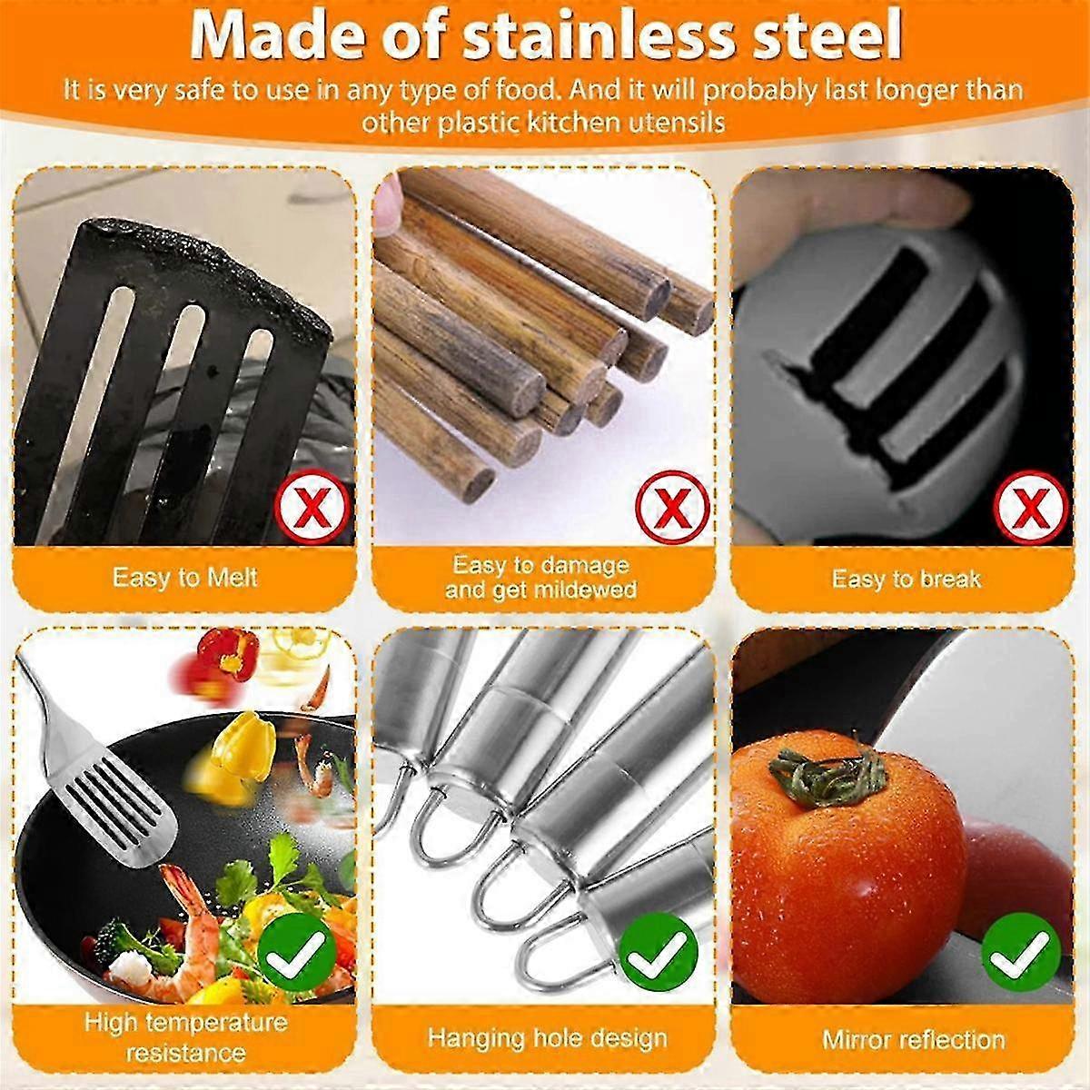 5Pcs Kitchen Cooking Utensils Set Stainless Steel Shovel Soup Spoon ...