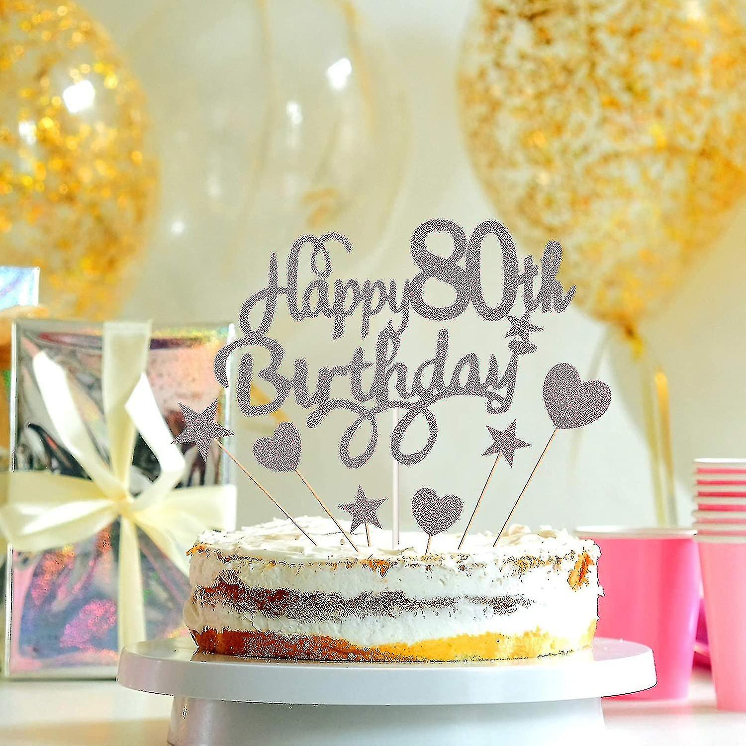 10pcs 80th Birthday Cake Toppers For Ladies Women, Happy 80th Birthday ...