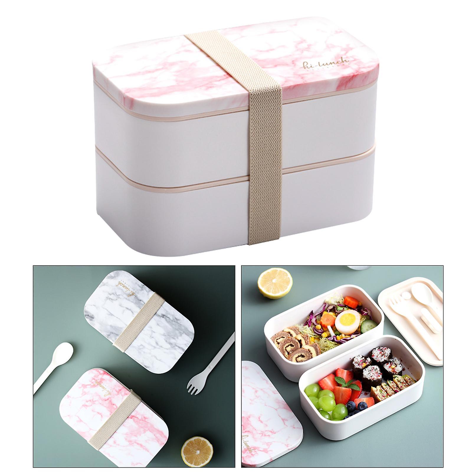 Bento Lunch Box Double-Layer All-in-One for Healthy Eating On-The-Go ...