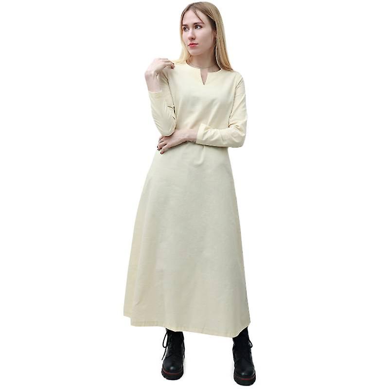 DAZCOS Medieval Women Linen Underdress Viking Slit Neckline Underwear ...