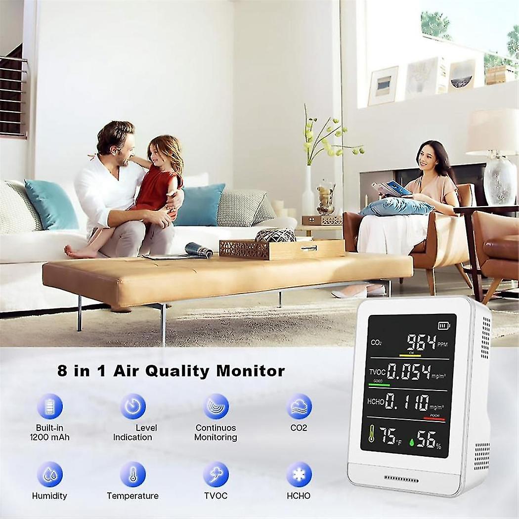 Air Quality Monitor Indoor-air Quality Tester Detects, Co2, Temperature ...
