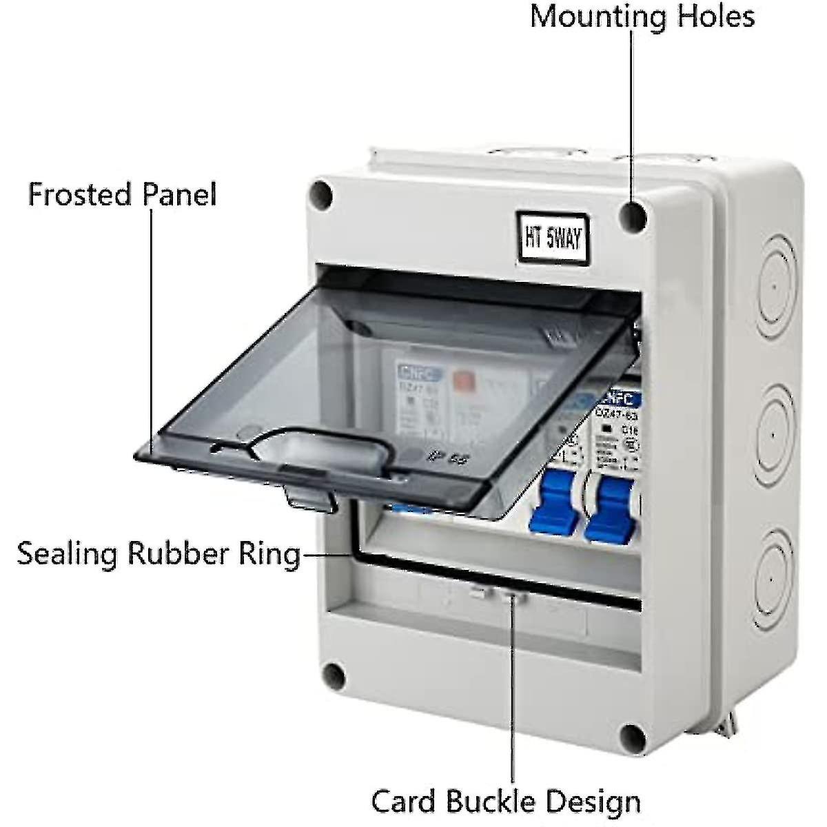 5 Way Consumer Unit Circuit Breaker Panel Weatherproof Fuse Box Mini ...