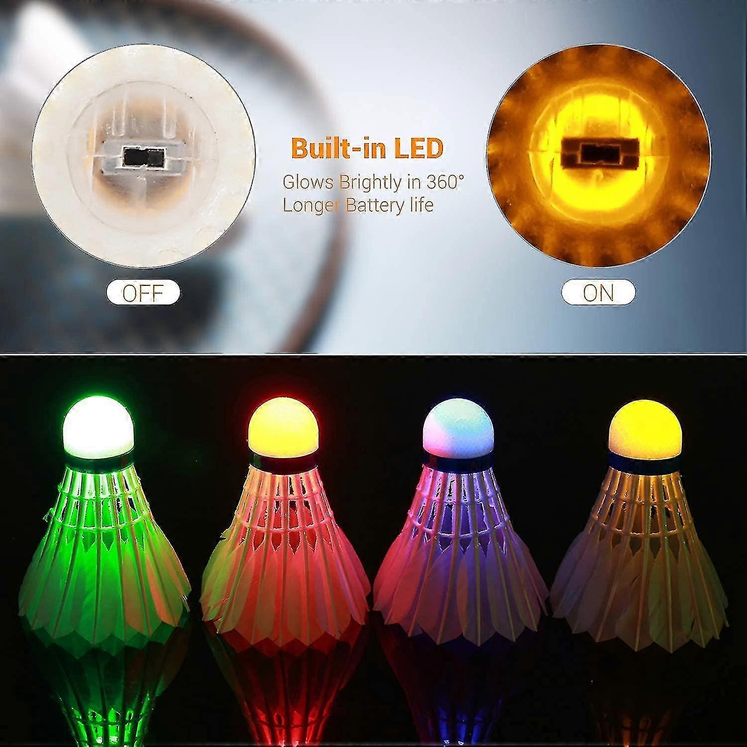 Badminton Shuttlecock Set Of 6 Badminton Shuttlecocks Led Lighting Birdies Badminton Shuttlecock ...