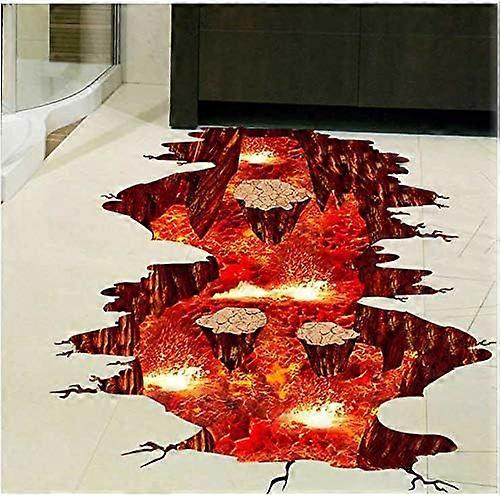 2pcs Creative 3D Space Wall Decals Removable PVC Magic Floor Flame and ...