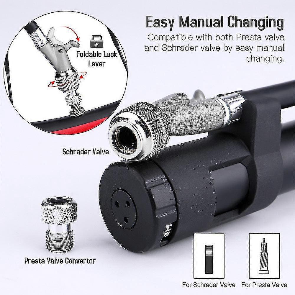 For 300Psi bike fork pump with gauge bicycle tyre inflator fits for ...