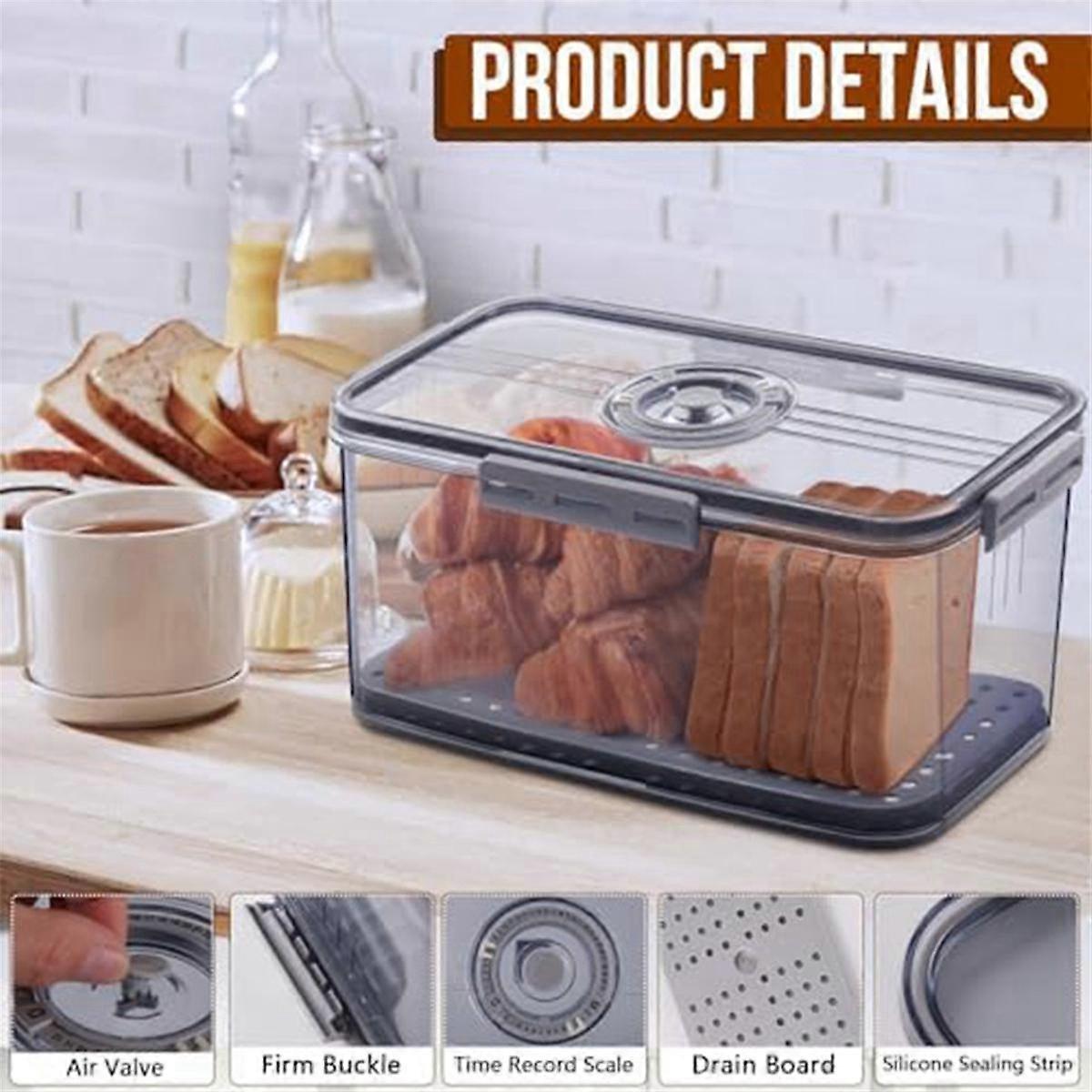 Bread Box Airtight Bread Boxes for Kitchen Counter, Time Recording ...