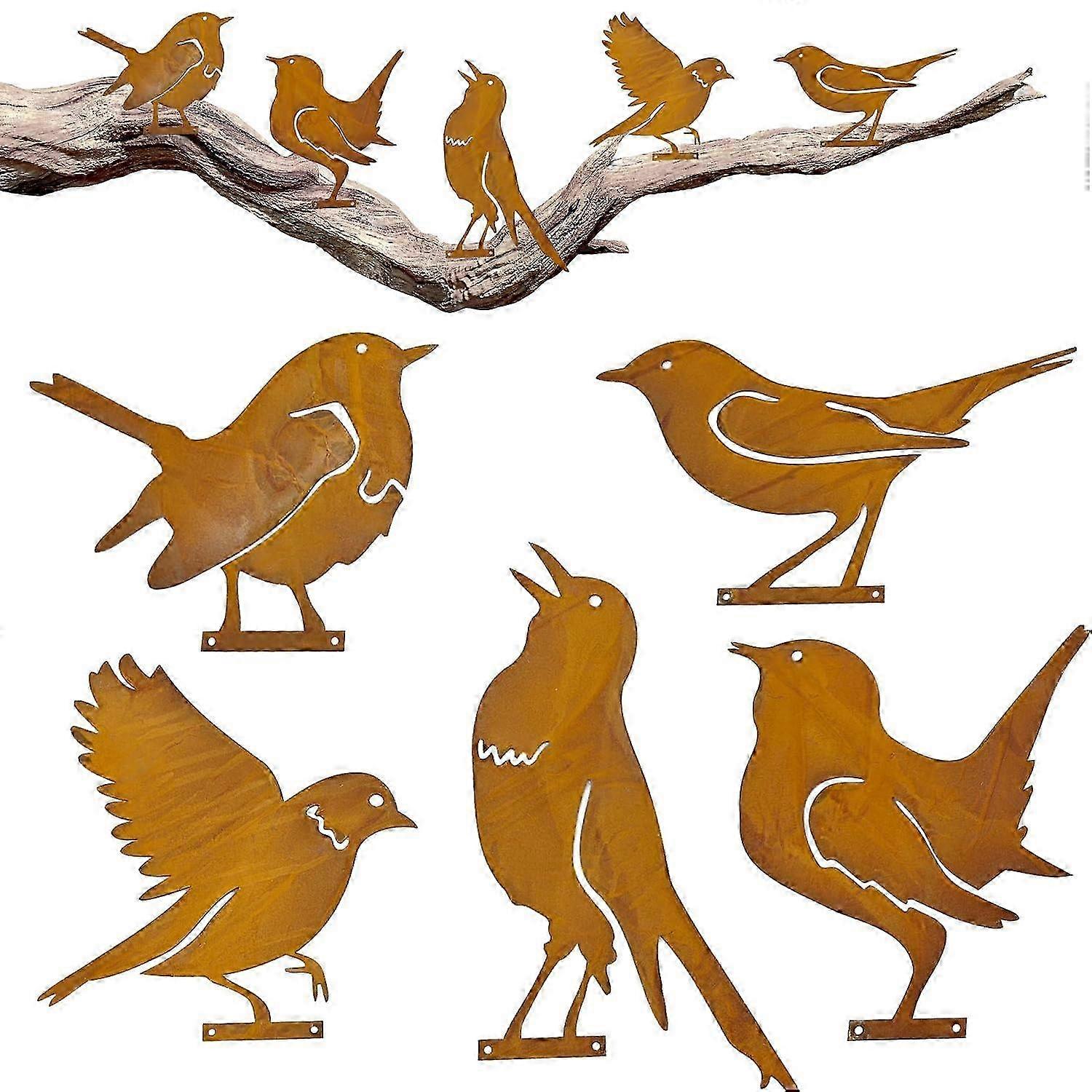 Rust Bird Garden Decoration, Pack of 5 Patina Metal Birds Rust Stakes ...