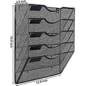 5 Tier Wall Mount File Rack Hanging Mail Organizer Metal Wall Mount ...