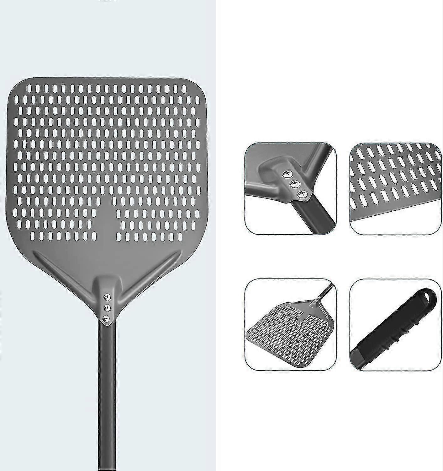 14" perforated pizza peel, long rod hard anodized alumina pizza peel ...
