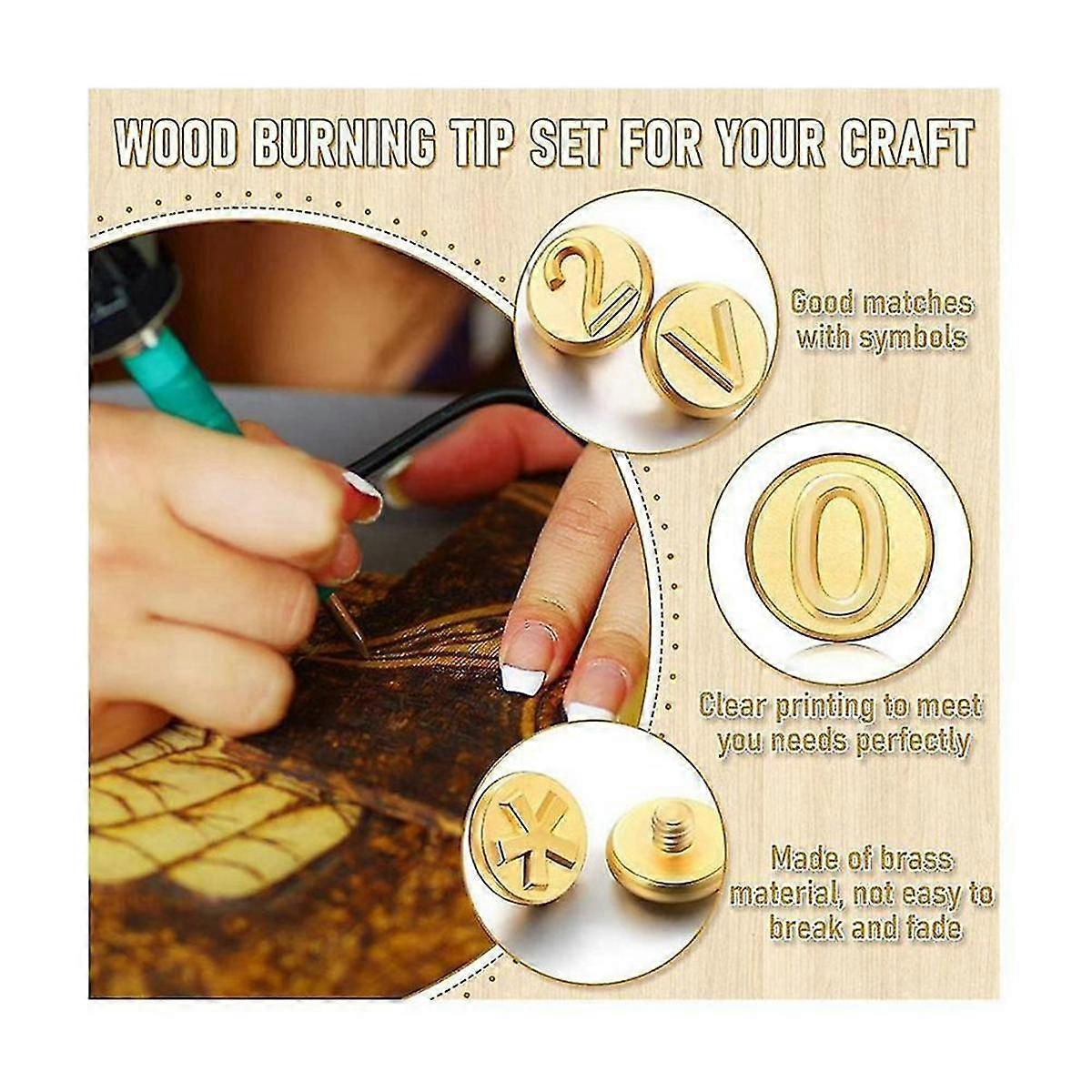 Wood Burning Tool Pen Burning Tips Kit 26 English Letters Carving ...