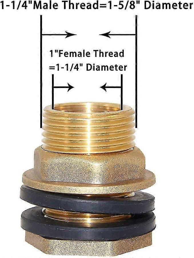 1" Female 1-1/4" Male Soild Brass Water Tank Connector Bulkhead Tank ...
