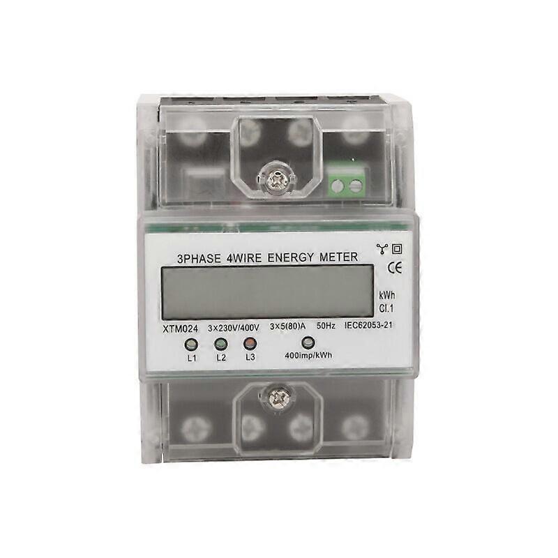 Three-phase 4-wire energy meter 220/380V 5-80A Energy consumption kWh Meter DIN rail ...