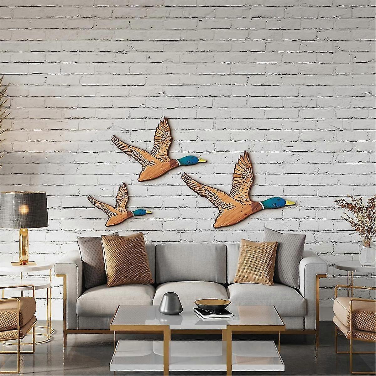 3 Size Mallard Duck Wall Art Wooden Ducks Wall Decor Rustic Flying ...