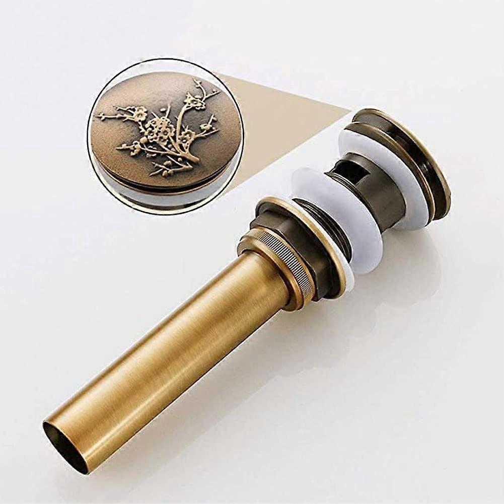 Automatic Push Open Basin Sink Waste Plug, Antique Brass Pop-up Click ...