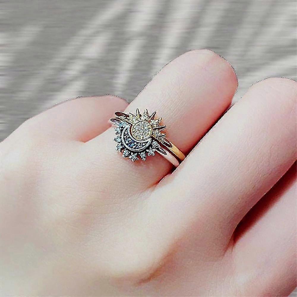 Celestial Sun And Moon Ring Set, Sparkling Sun Moon Ring With 14k Gold/silver Plating | Fruugo UK