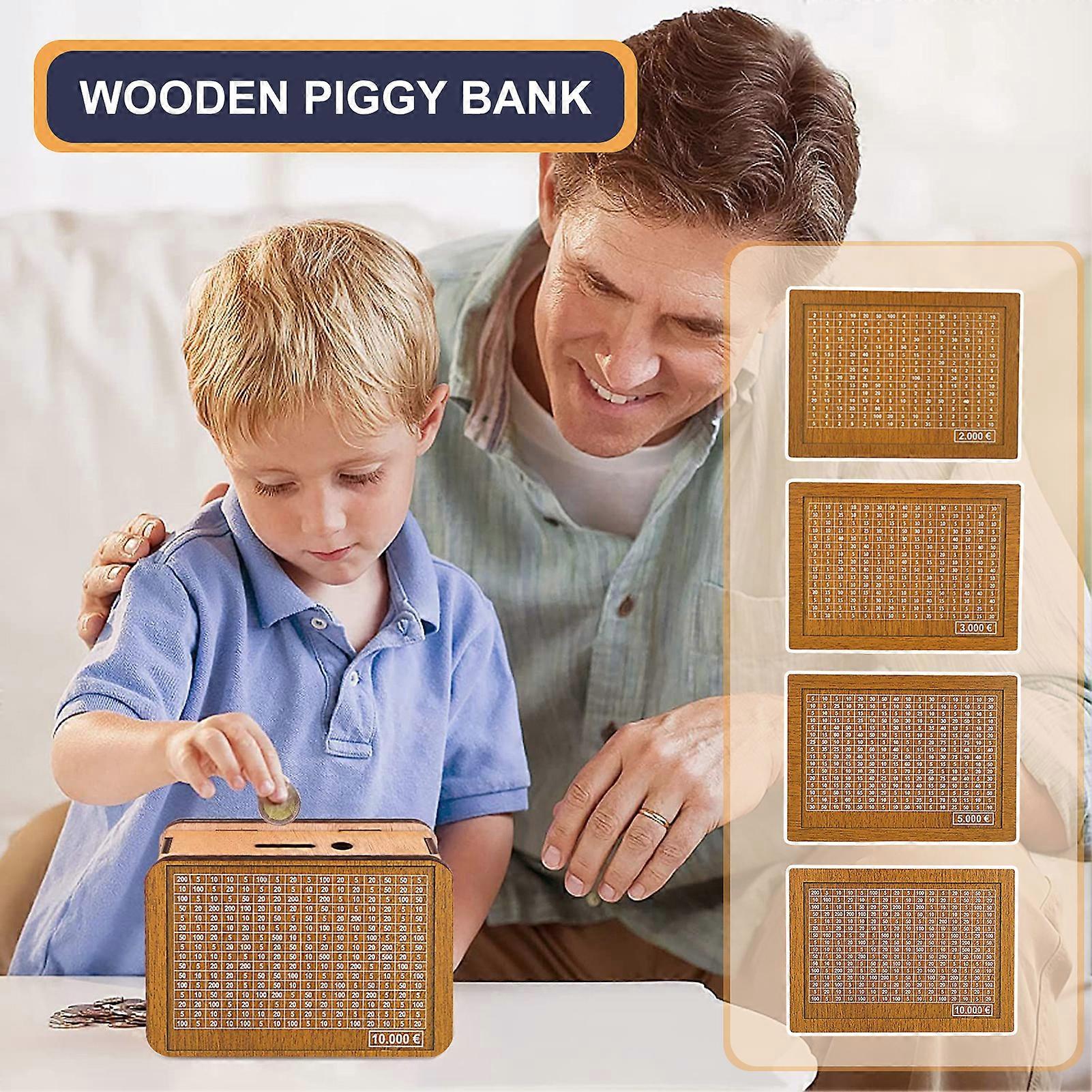 Wood Money Box with Counter Pen Large Capacity 1000/2000/3000/5000 ...