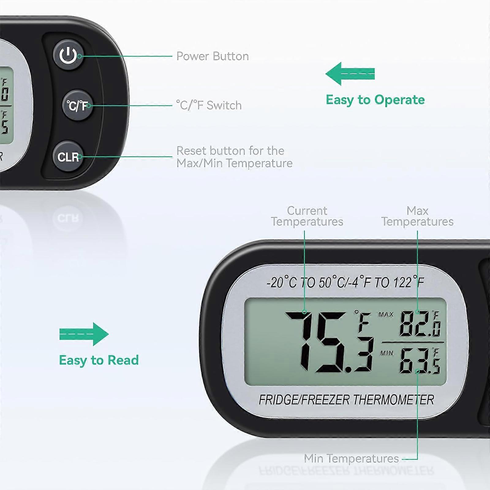 Digital Frigerator Thermometer, Waterproof Fridge and Freezer ...