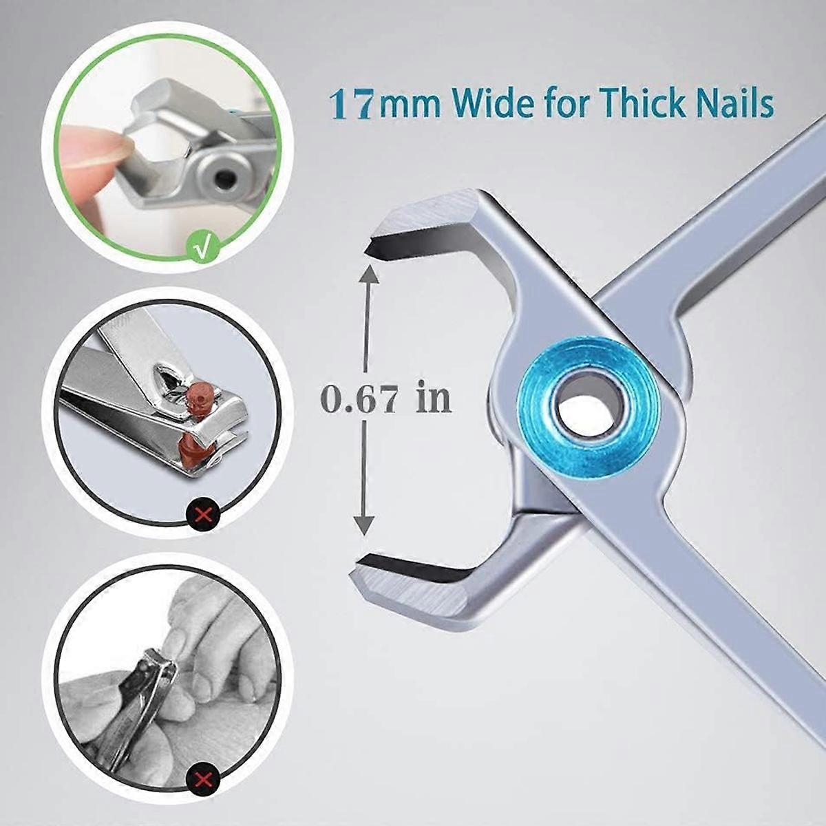 Extra Large Toenail Clipper, Wide Jaw Opening 17mm Stainless Steel ...