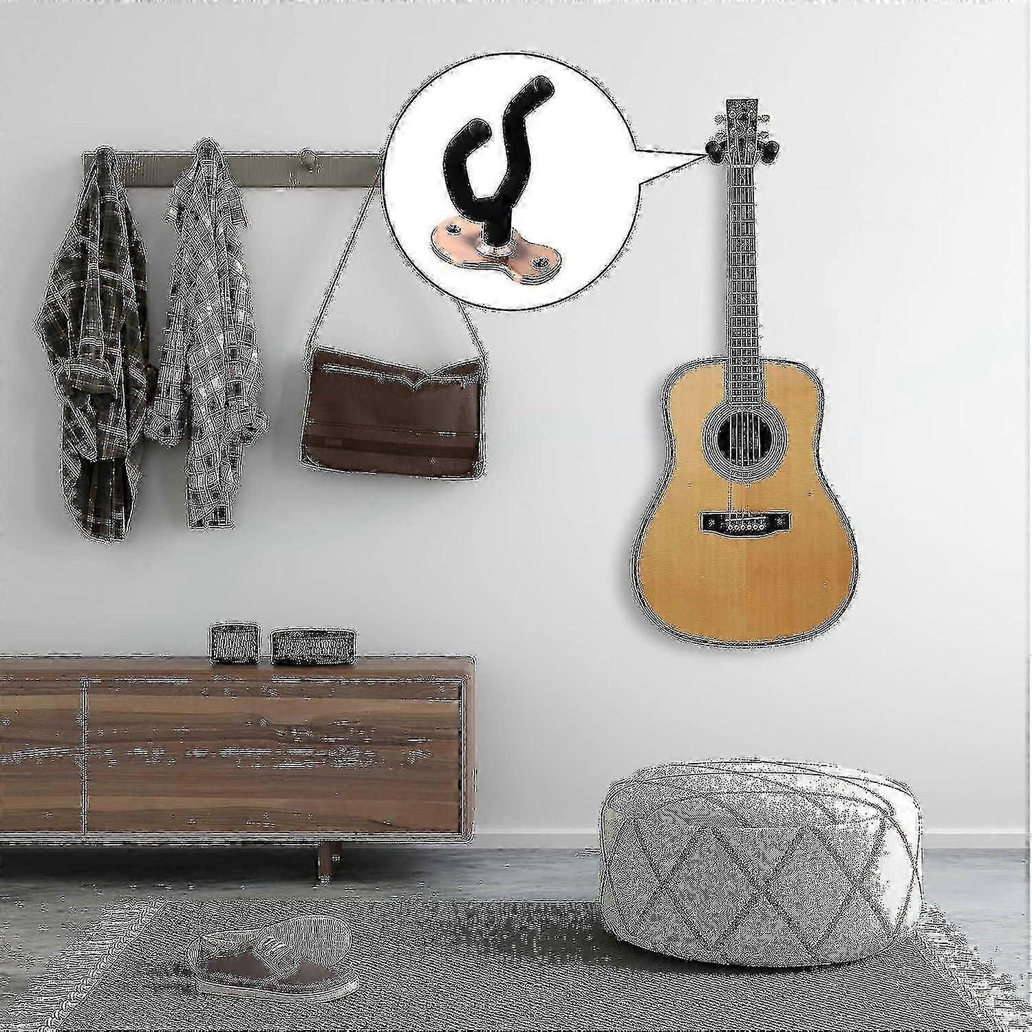 (red Bronze) Guitar Wall Hanger, Set Of 2 Metal Wall Mounted Bass ...