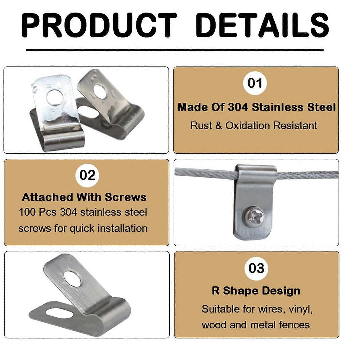 Wire Fence Clips, 200 Pieces Fence Wire Clamps Aluminum for 12-16 Gauge ...