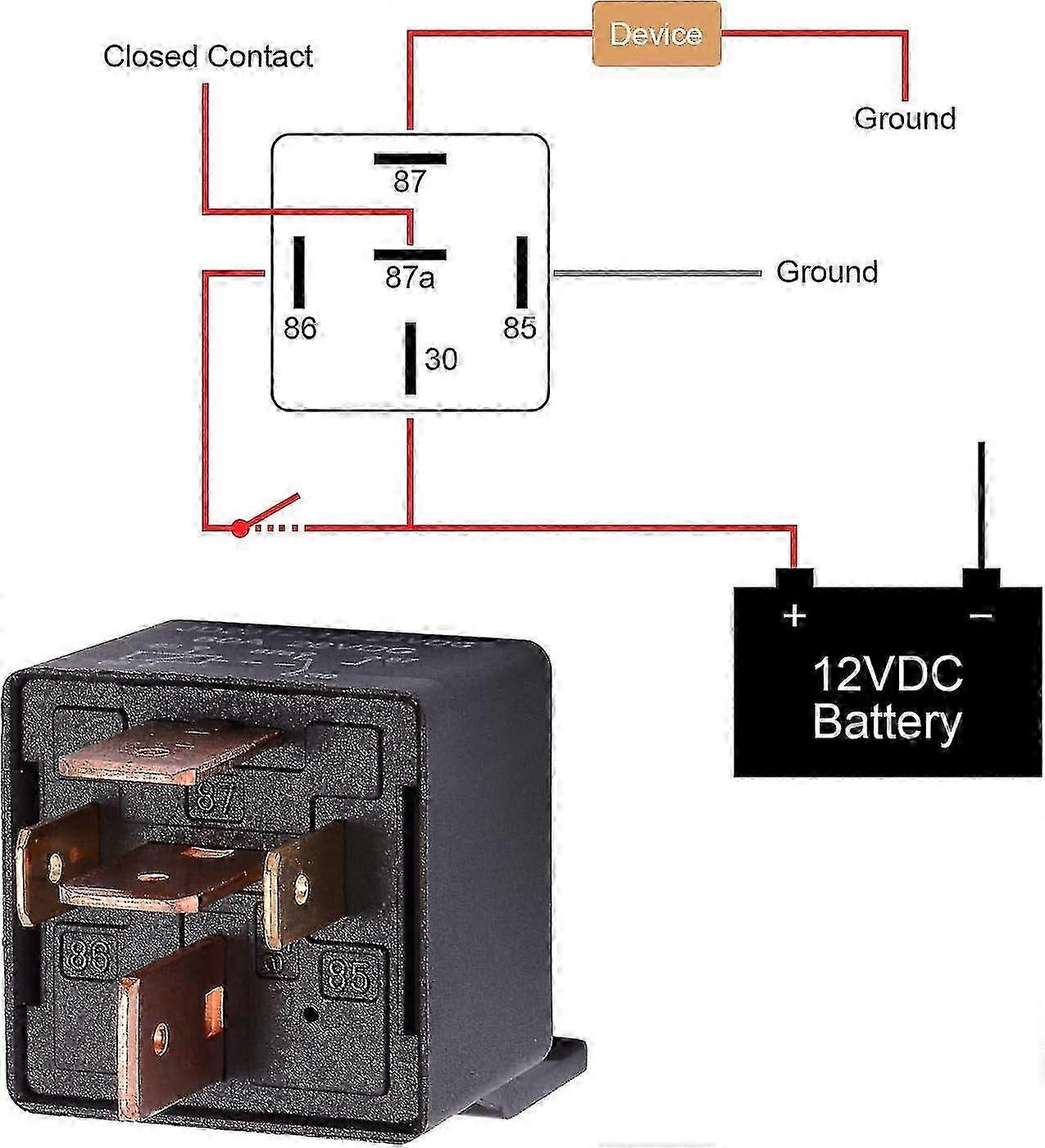 2 Pieces 5 Pin Relay 12V 80A, Automotive Relay JD2912-1Z-12VDC 80A ...