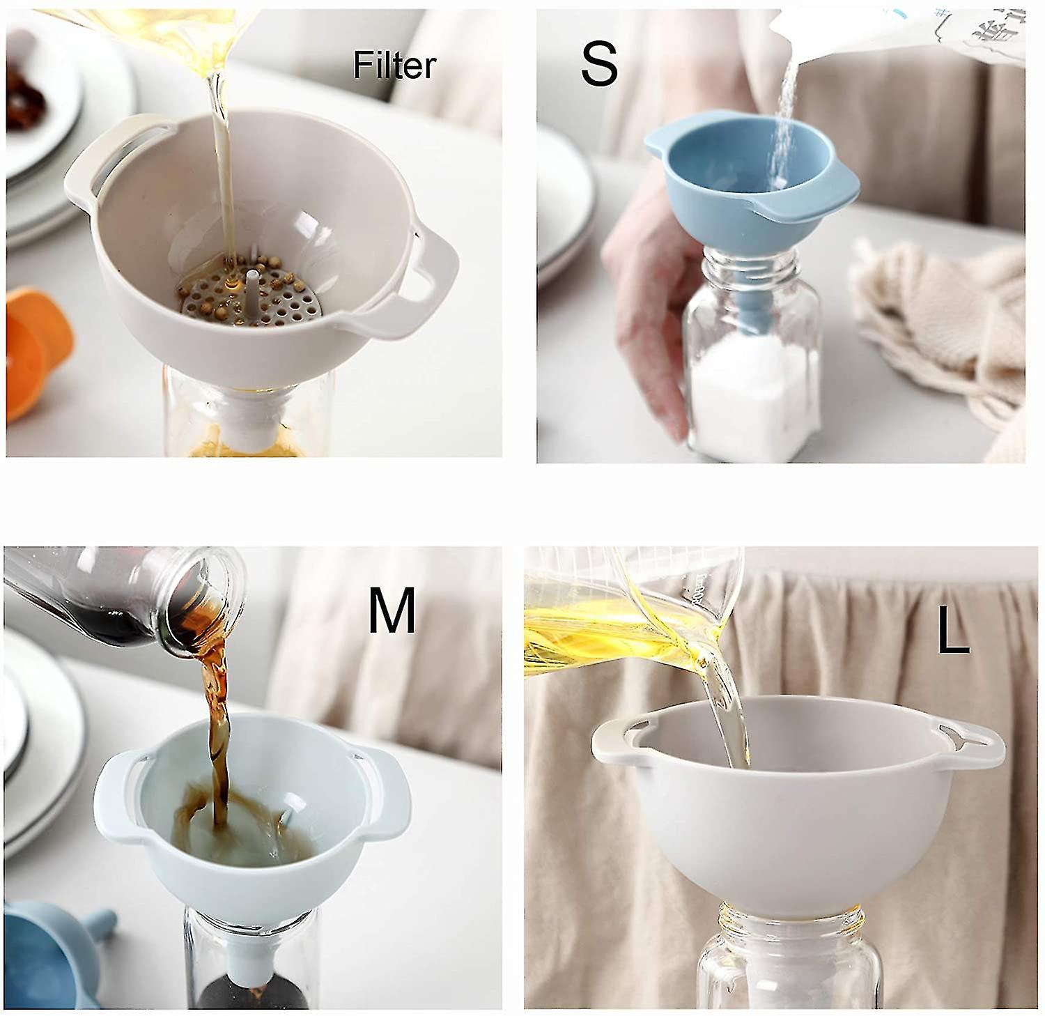 1 Set Funnels For Kitchen Use,funnels For Bottles Funnel With Strainer ...