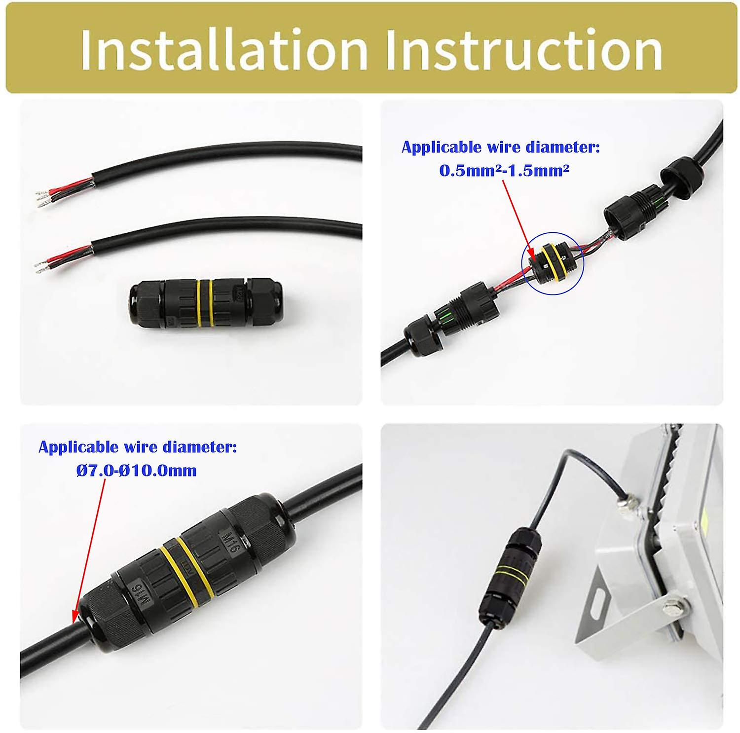 Waterproof Junction Box/3 Ip68 Waterproof Cable Connectors/outer Sheath ...