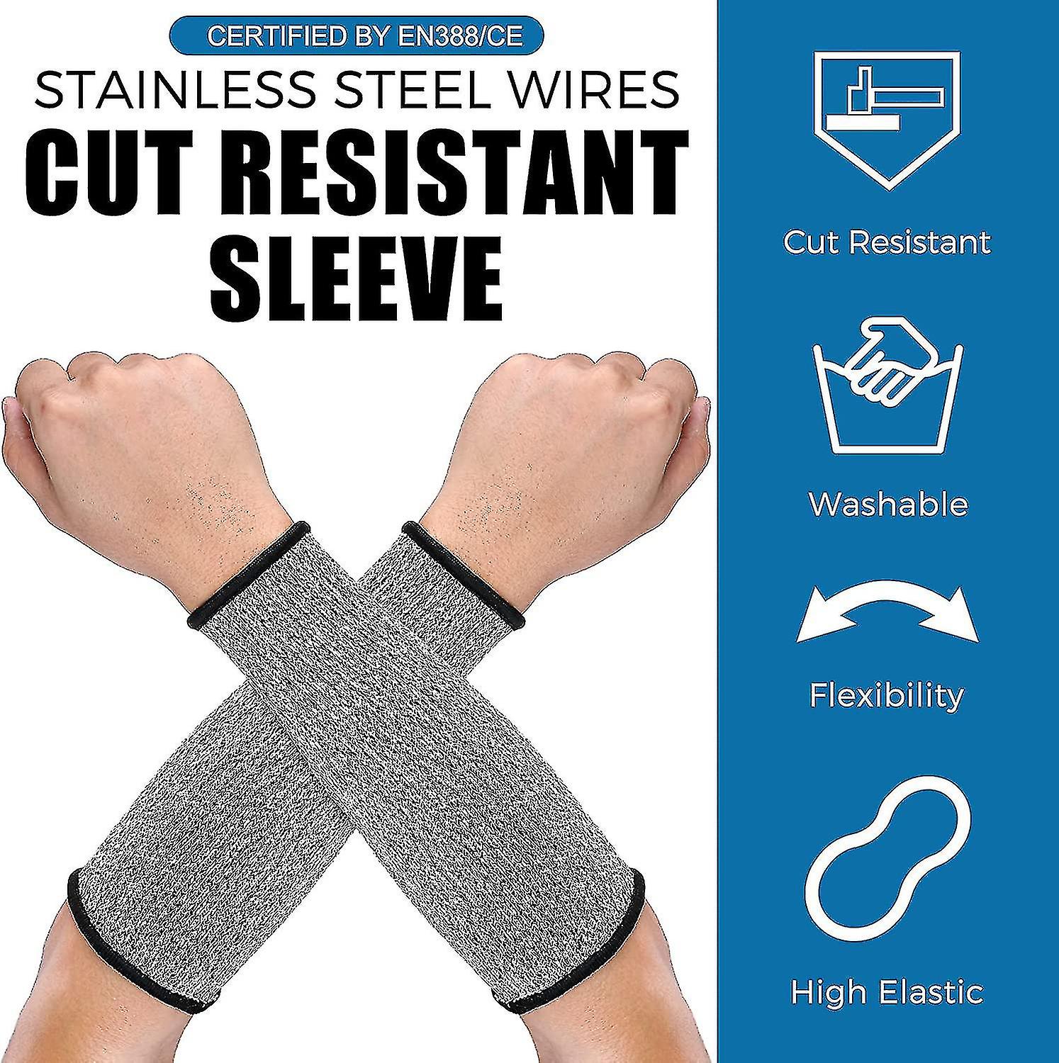 2 Pairs Cut Resistant Sleeve Arm Protection Sleeves Level 5 Protection ...
