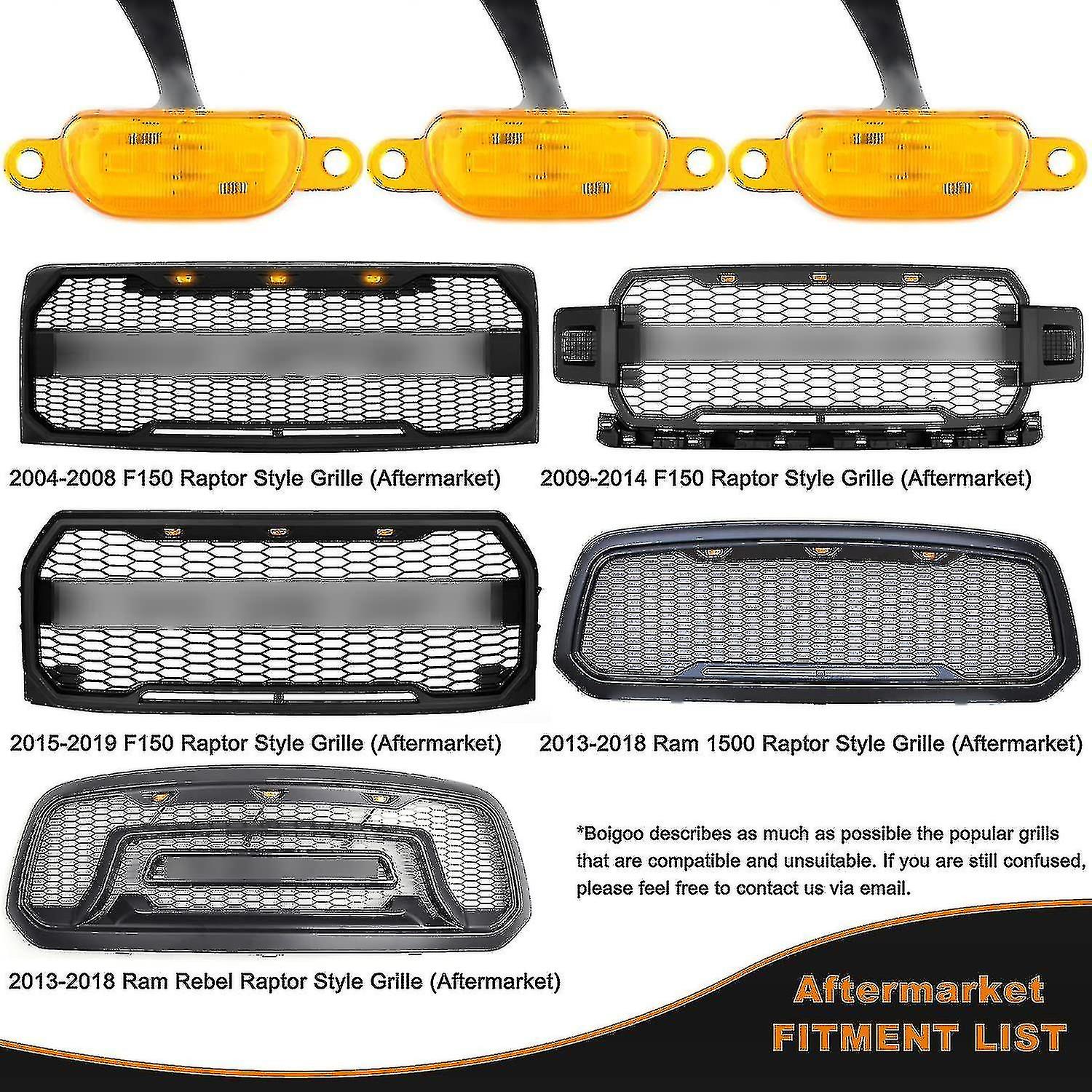 Front Grille Lights Compatible For 2013-2018 Dodge Ram 1500 Raptor ...
