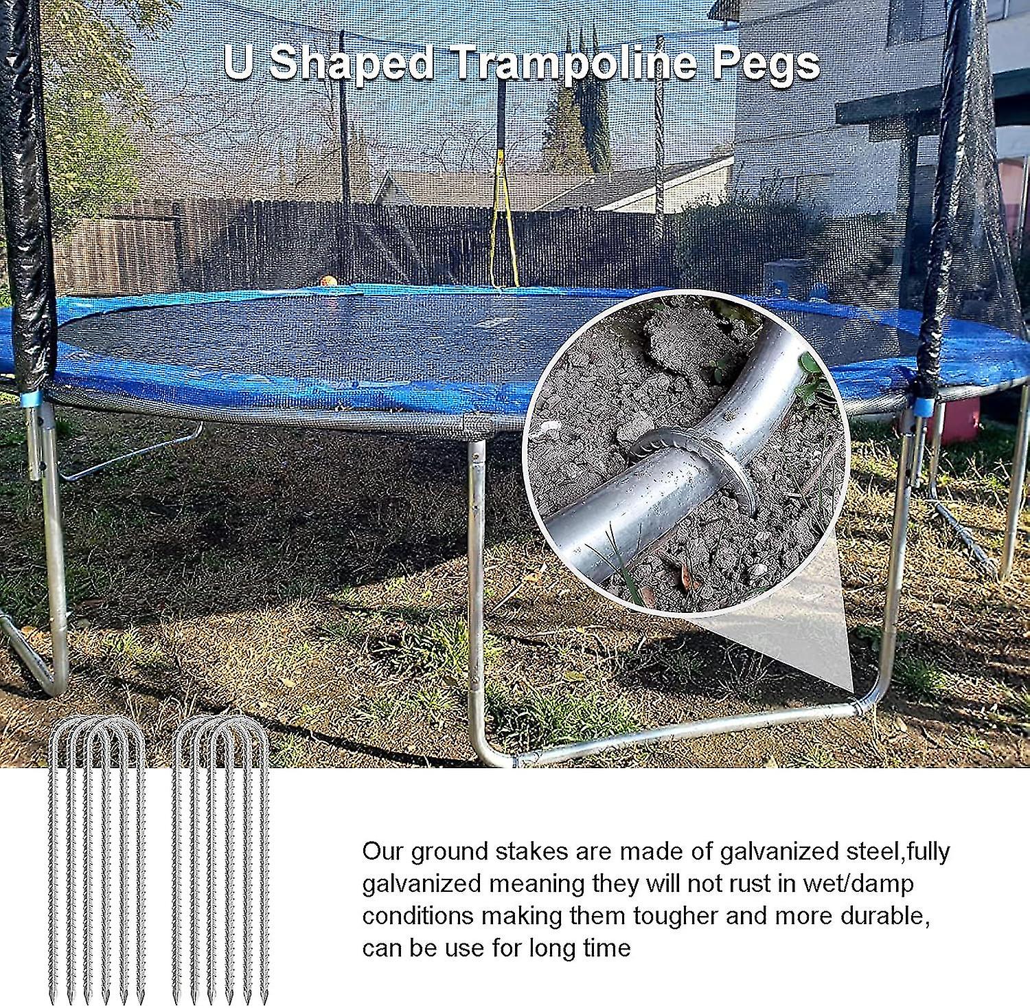 Ground Stakes, 4 Pack 12 Inch U Shaped Trampoline Pegs, Heavy Duty ...