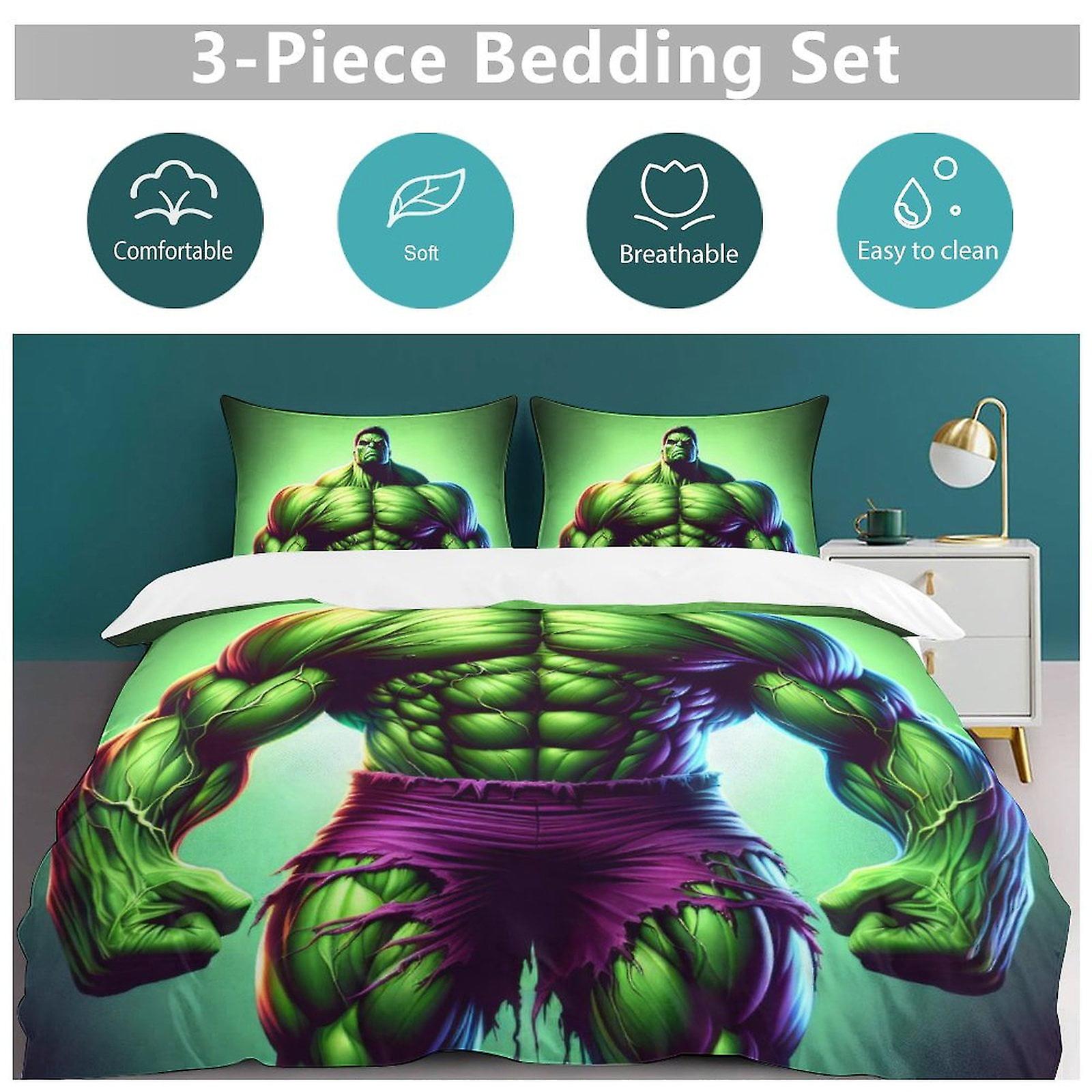 Green Hulk Bedding Sets Cute Bed Cover Anime Cartoon 3D Printed ...