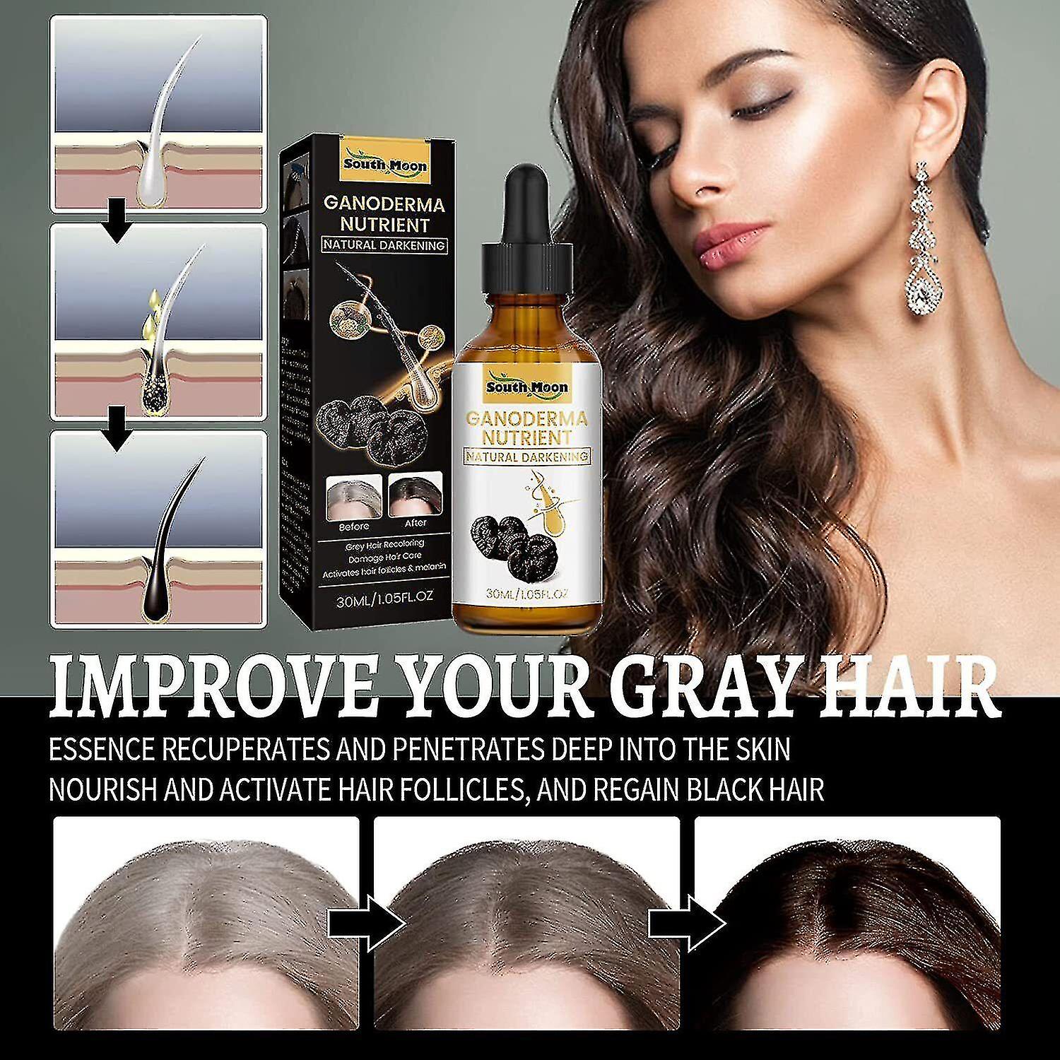 Black Ganoderma Anti-grey Hair Essence 30ml 3pcs | Fruugo UK