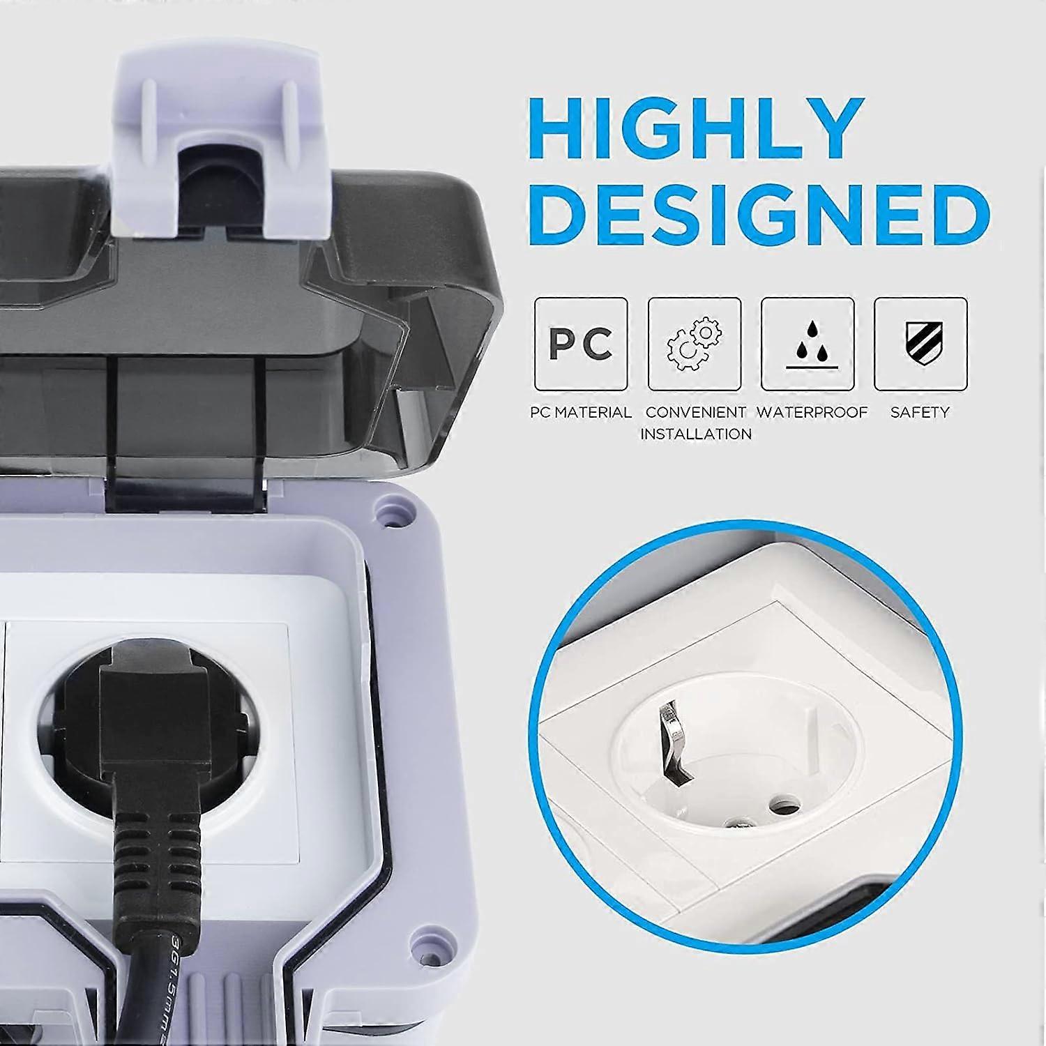 IP66 waterproof outdoor socket, wall socket surface-mounted garden ...