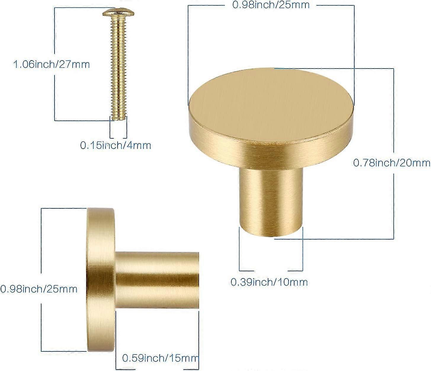 6pcs Round Cabinet Knobs, Solid Brass Drawer Knob, Cabinet Pull Handle, Gold Cupboard Door Knob ...