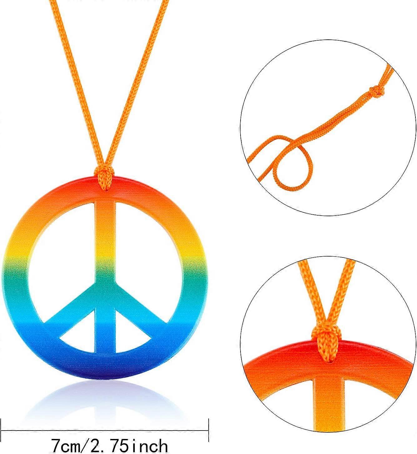 PIAO 20 Pieces Rainbow Peace Sign Pedants Necklaces Set 60s 70s Hippie ...