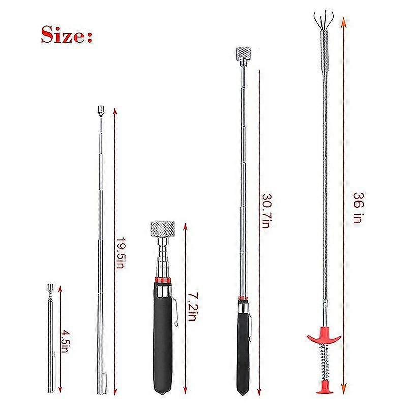 3 Pack Pick-Up Tool Set Magnetic Pick Up Tools Retrieving Telescoping ...